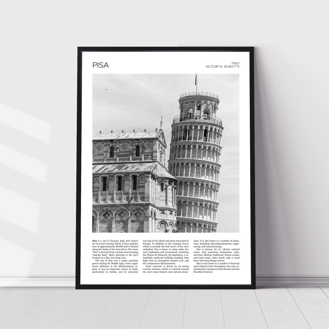 Pisa Wall Art | the Leaning Tower of Pisa Artful Travel Poster Print ...