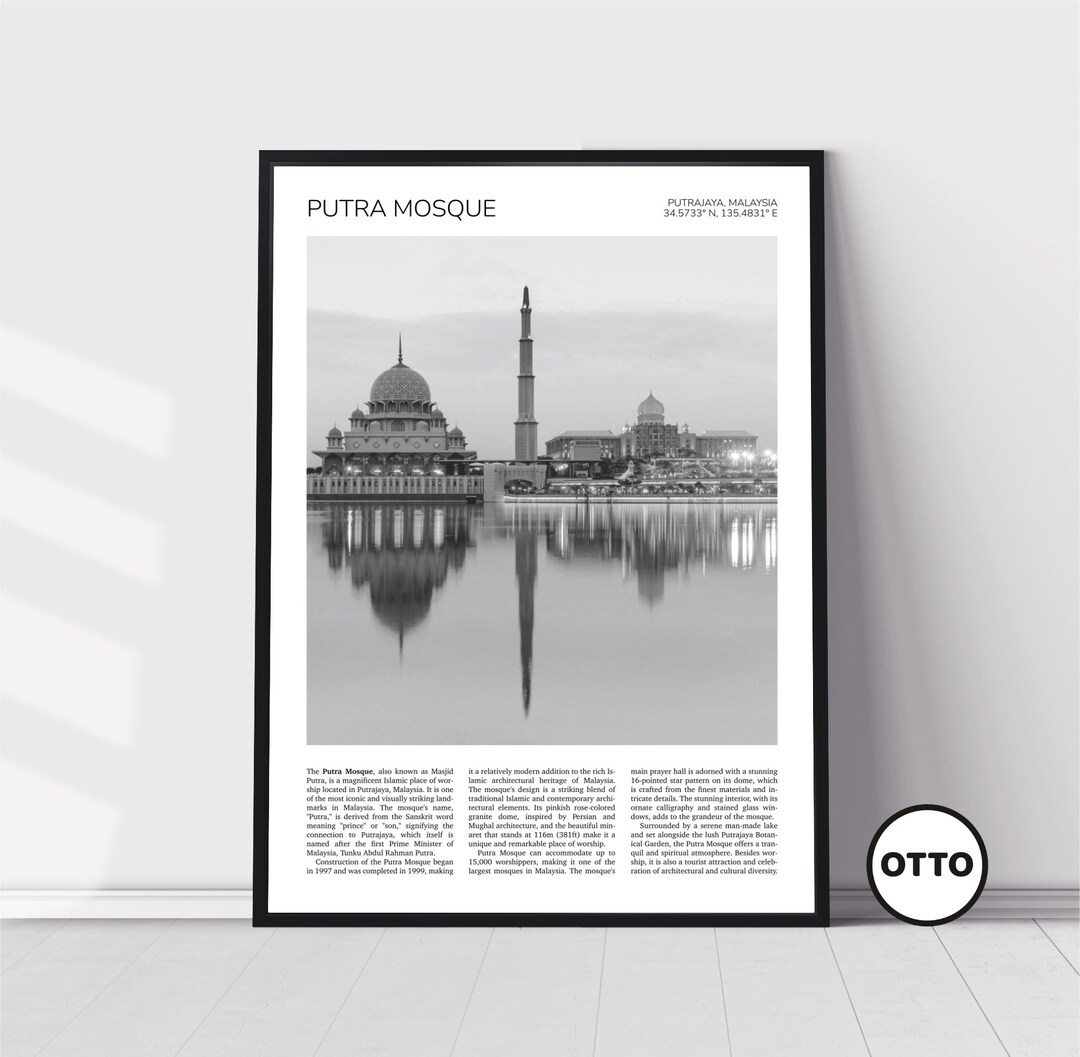 Putra Mosque Wall Art | Putrajaya Home Decor | Putra Mosque and Minaret ...