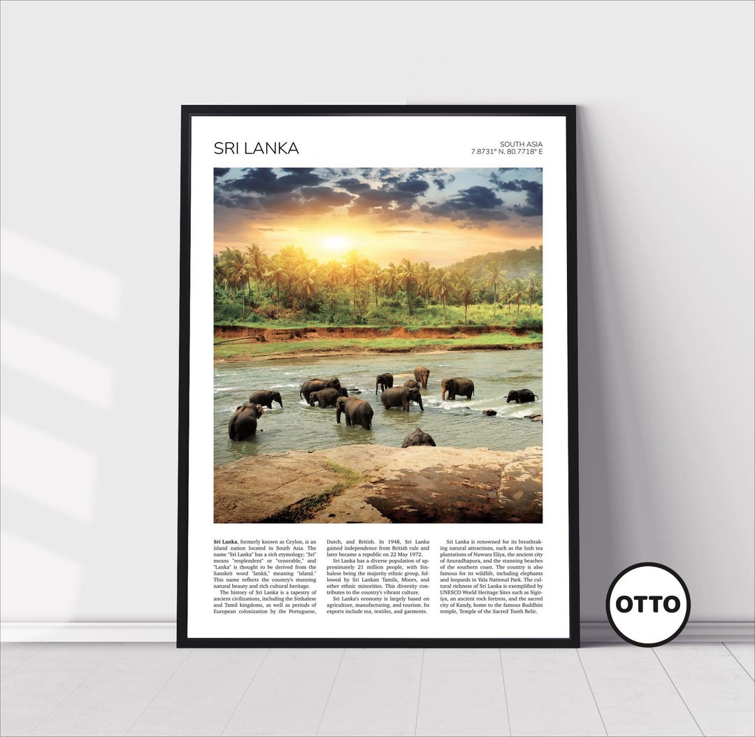 Sri Lanka Wall Art | Sri Lankan Home Decor Print | Elephants Art Travel ...