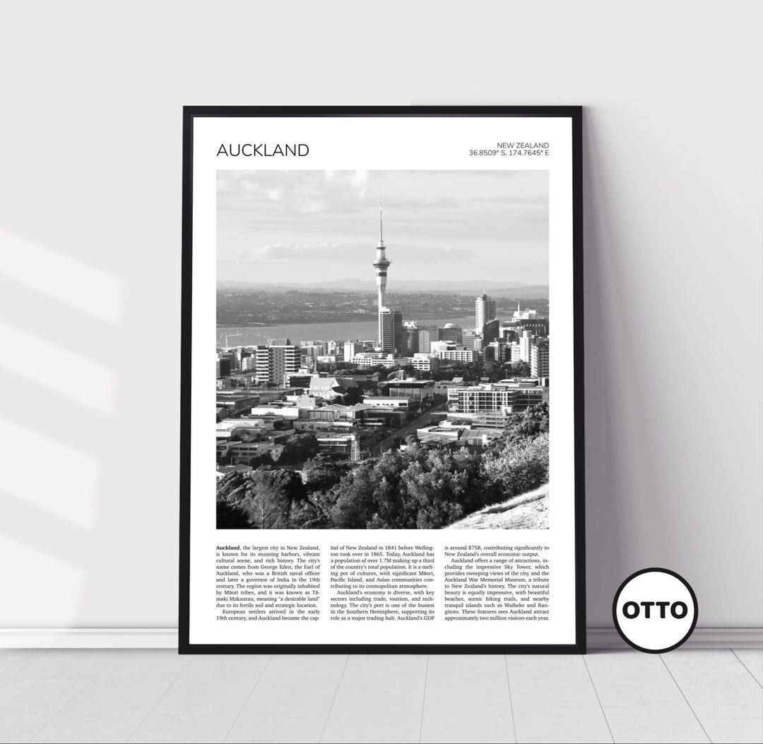 Auckland Wall Art | Auckland Skyline Artful Travel Poster Print Photo ...