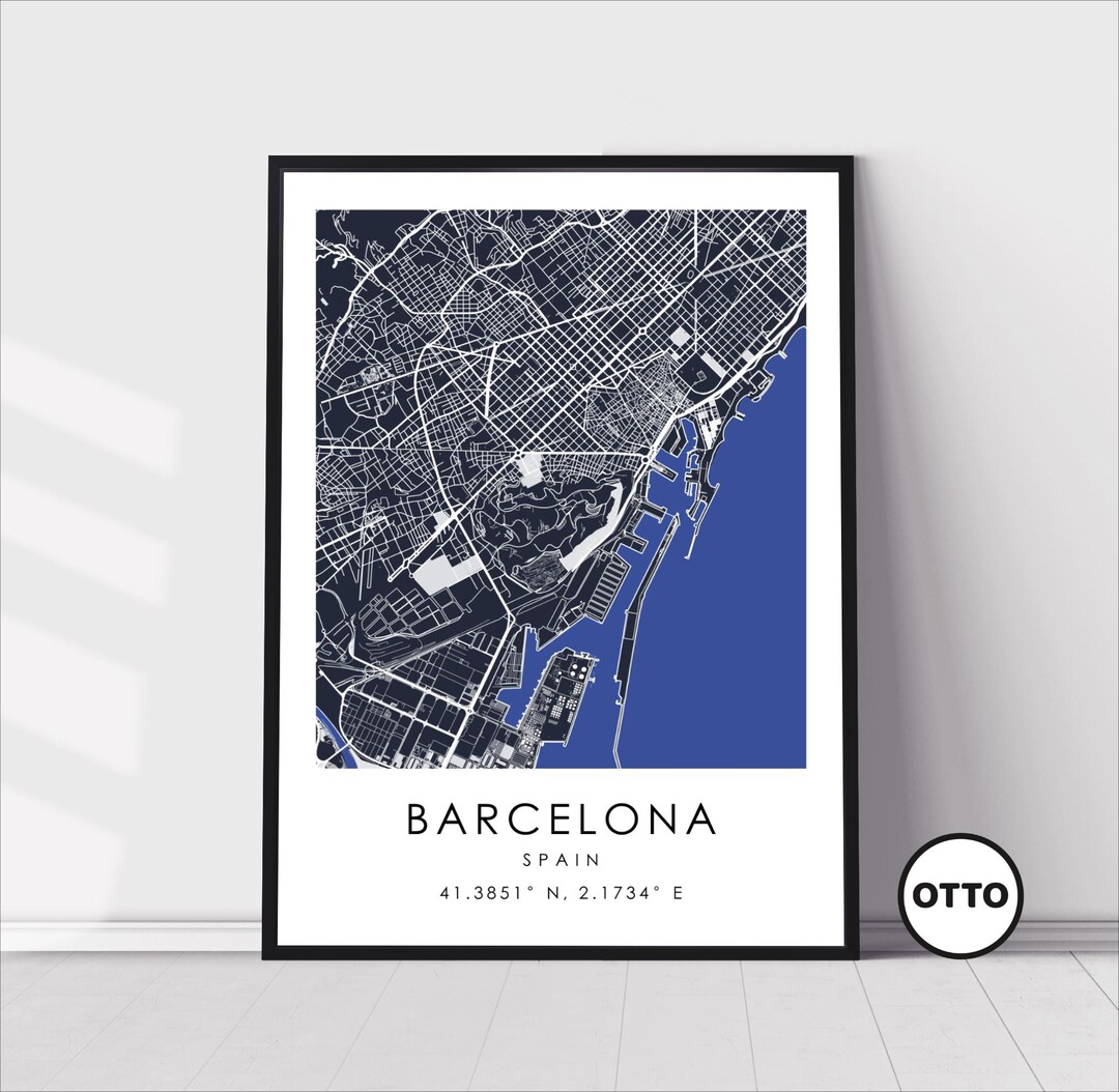 Barcelona Street Map Poster | City Map Wall Art | Anglophile Home Decor ...