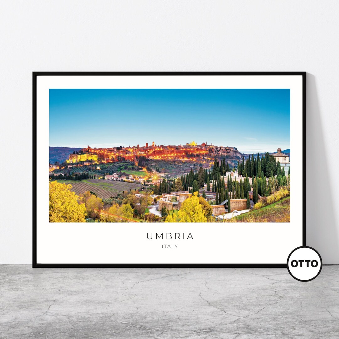 Umbria Wall Art | Umbria Home Decor Print | Orvieto Town Sunset Art ...