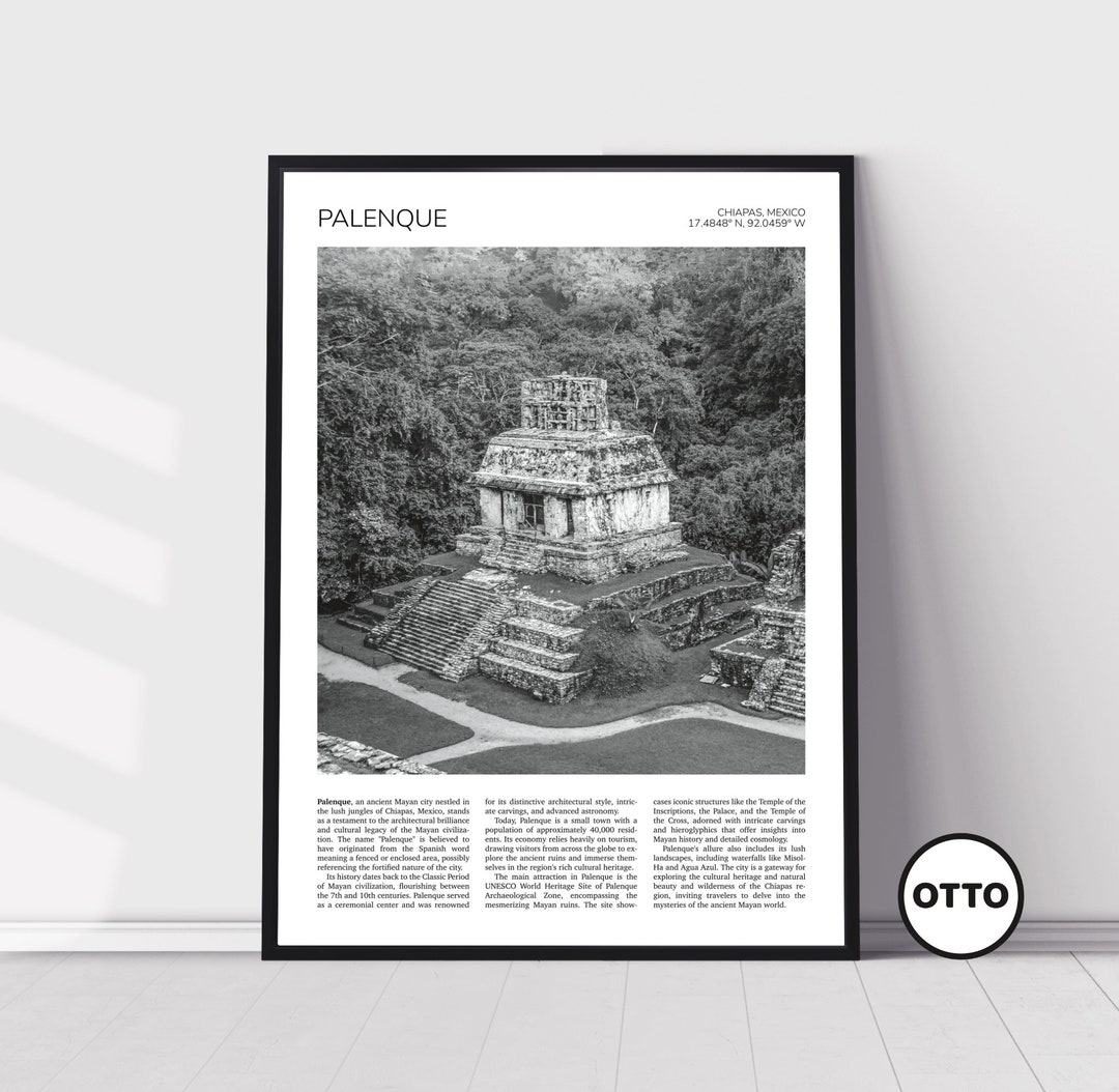 Palenque Wall Art | Chiapas Home Decor | Temples of the Cross Complex ...