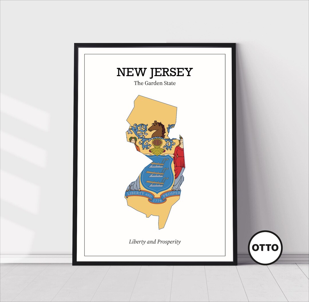 New Jersey State Wall Art | State of New Jersey Map Outline Home Decor ...