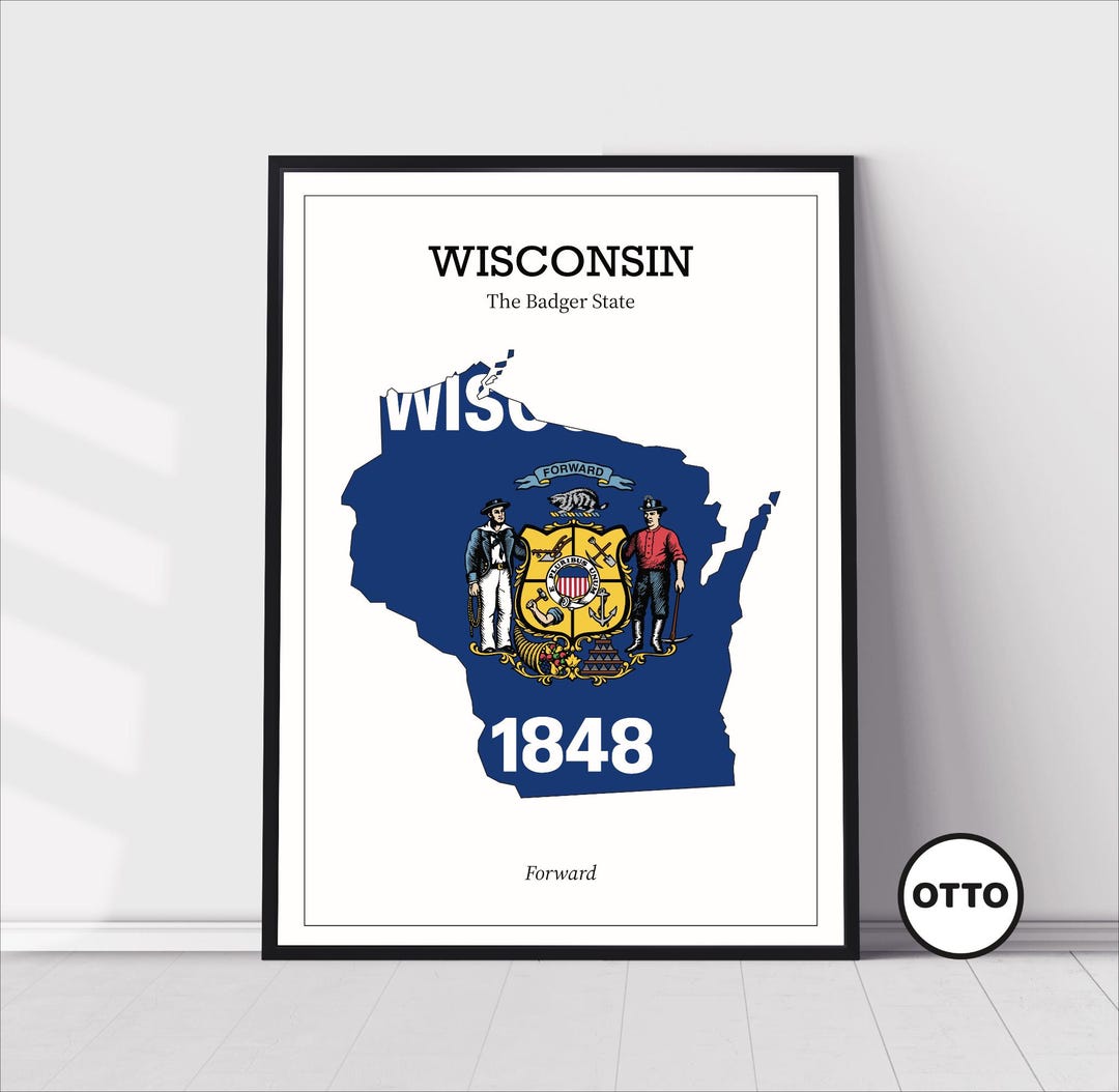 Wisconsin State Wall Art | State of Wisconsin Map Outline Home Decor ...