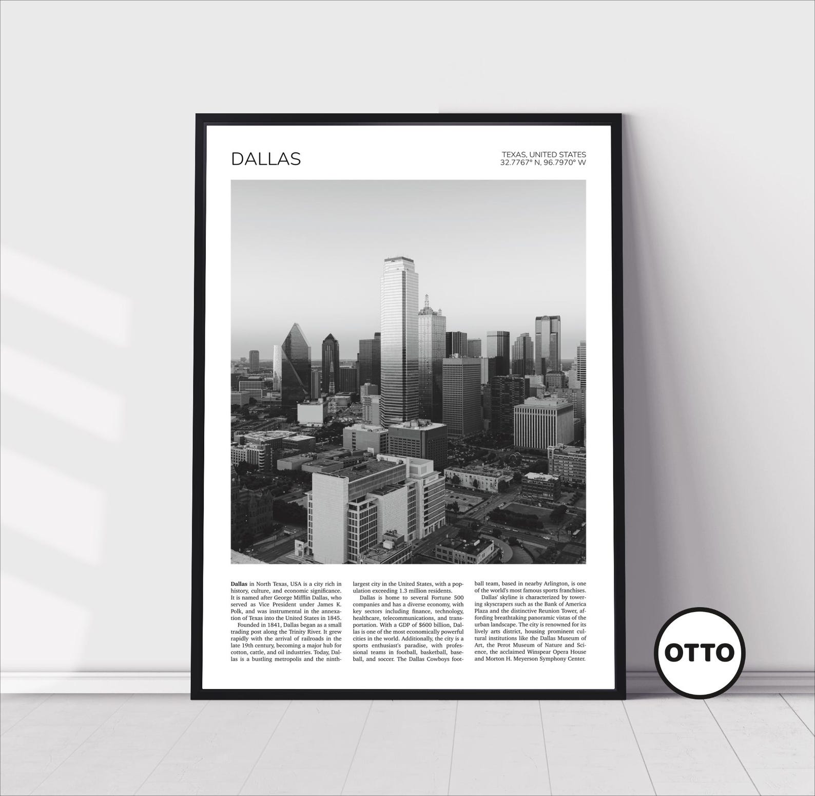 Dallas Wall Art | Dallas Home Decor Print | City Skyline Art Travel ...