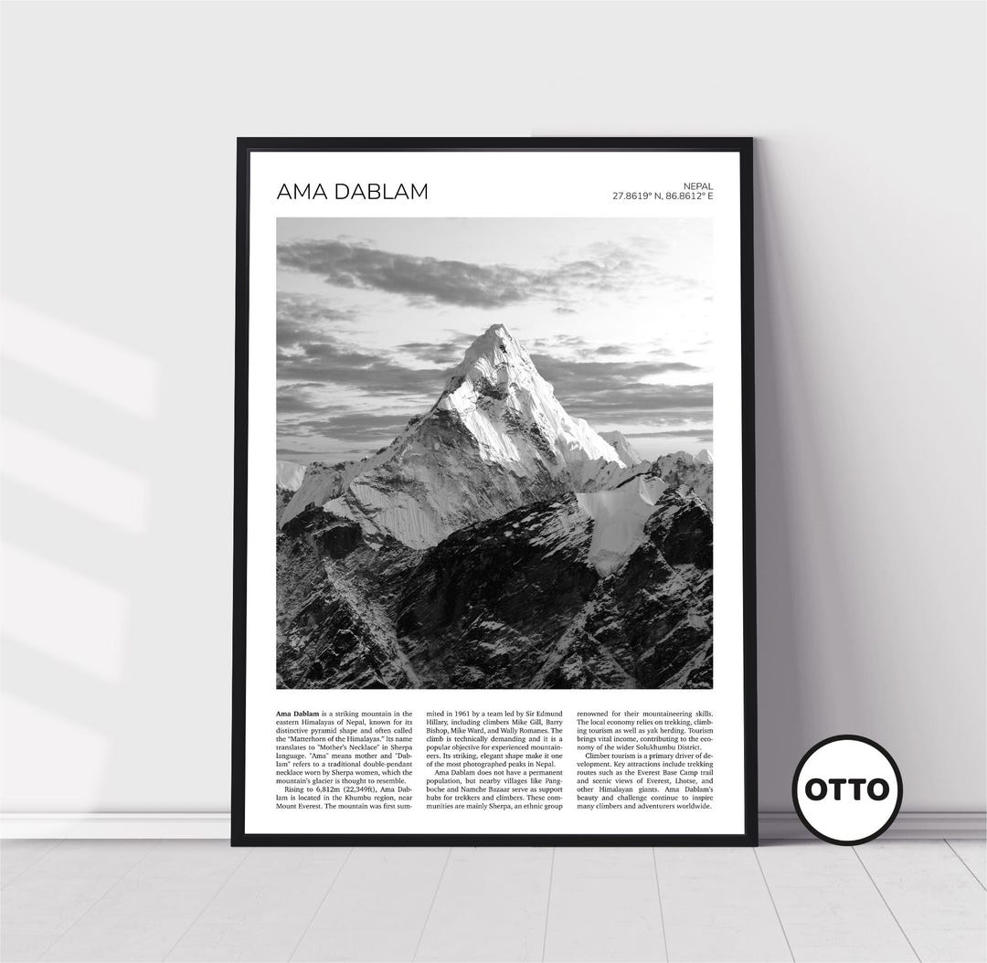 Ama Dablam Wall Art | Ama Dablam Mountain Home Decor Print | Art Travel ...