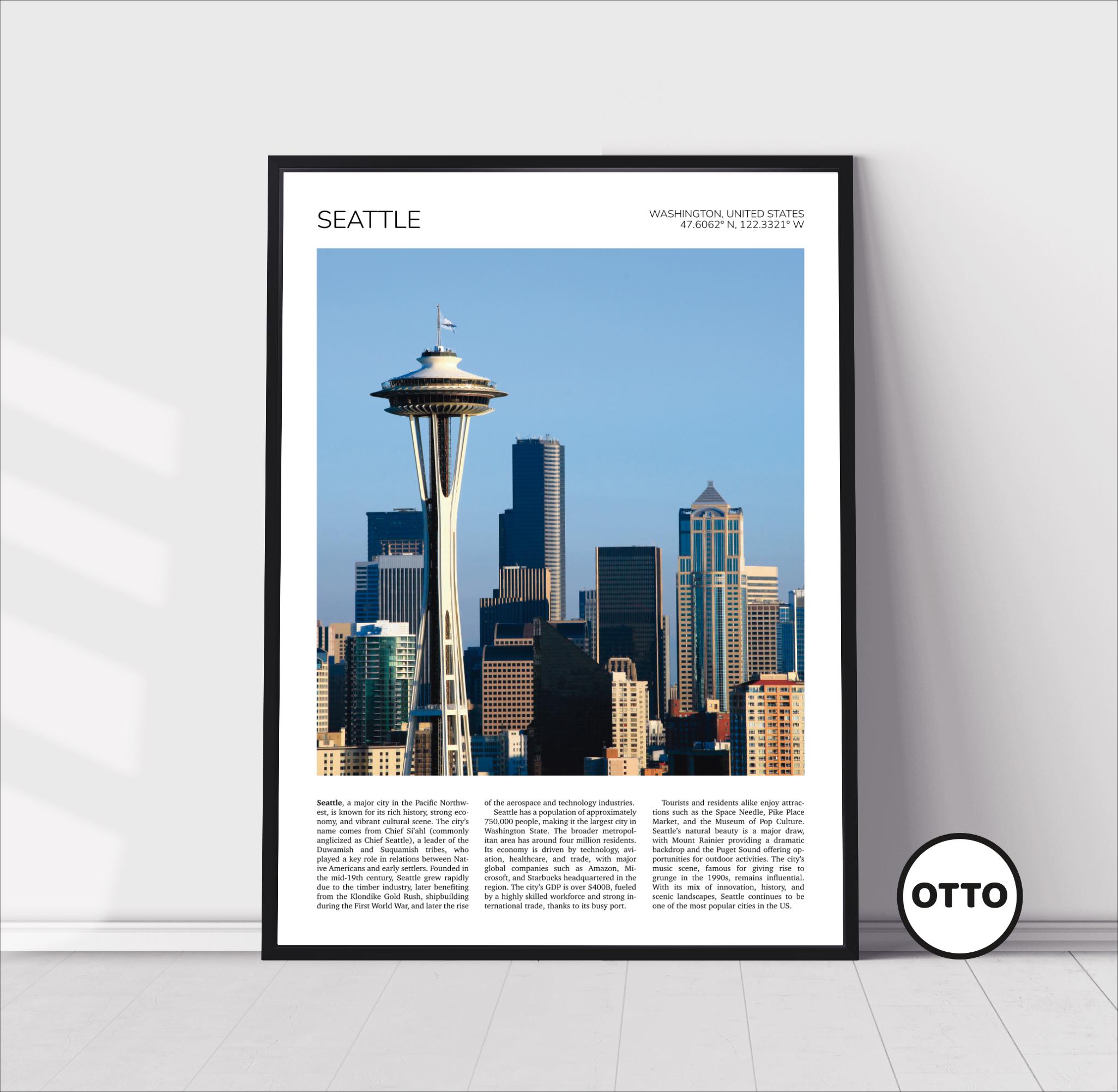 Seattle Wall Art | Seattle Home Decor Print | Space Needle Cityscape ...