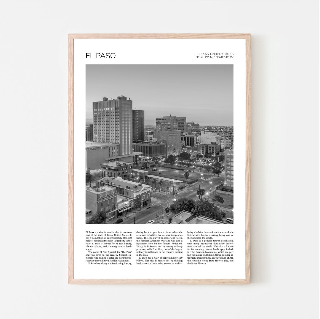 El Paso Wall Art | El Paso, Texas Artful Travel Poster Print Photo ...