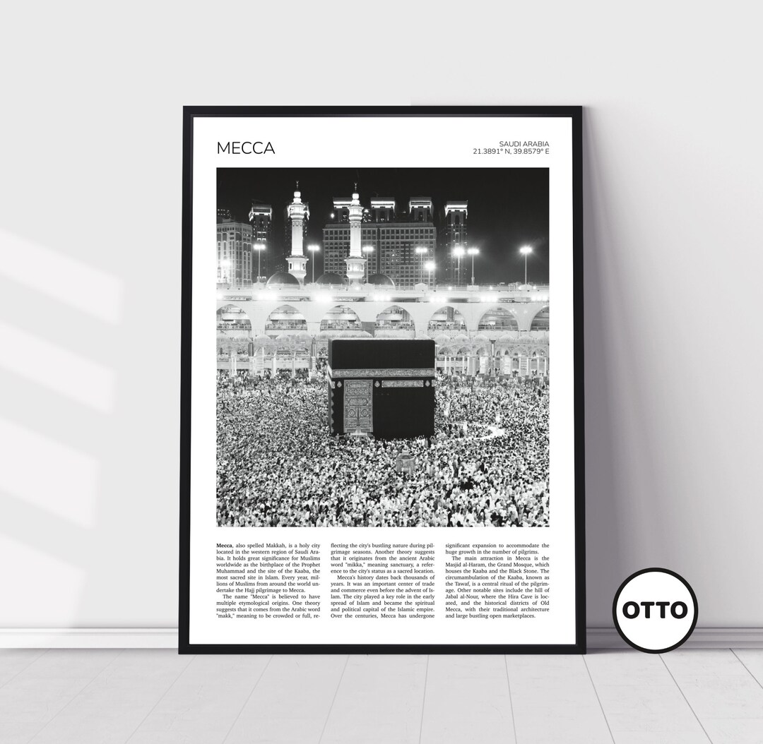 Mecca Wall Art | the Kaaba, Masjidil Haram, Mecca Artful Travel Poster ...