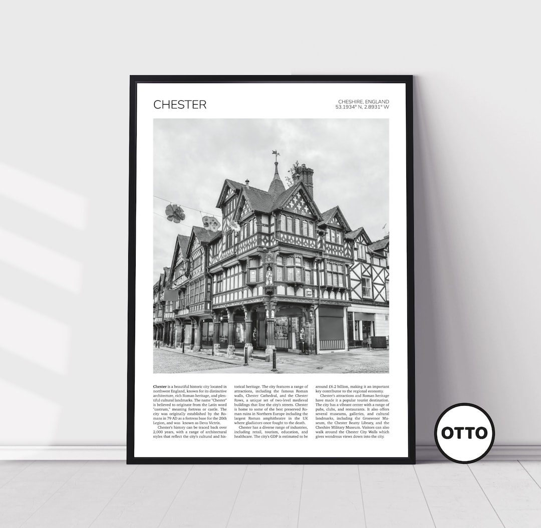 Chester Wall Art Chester Home Decor Print Town Centre Art Travel Poster ...
