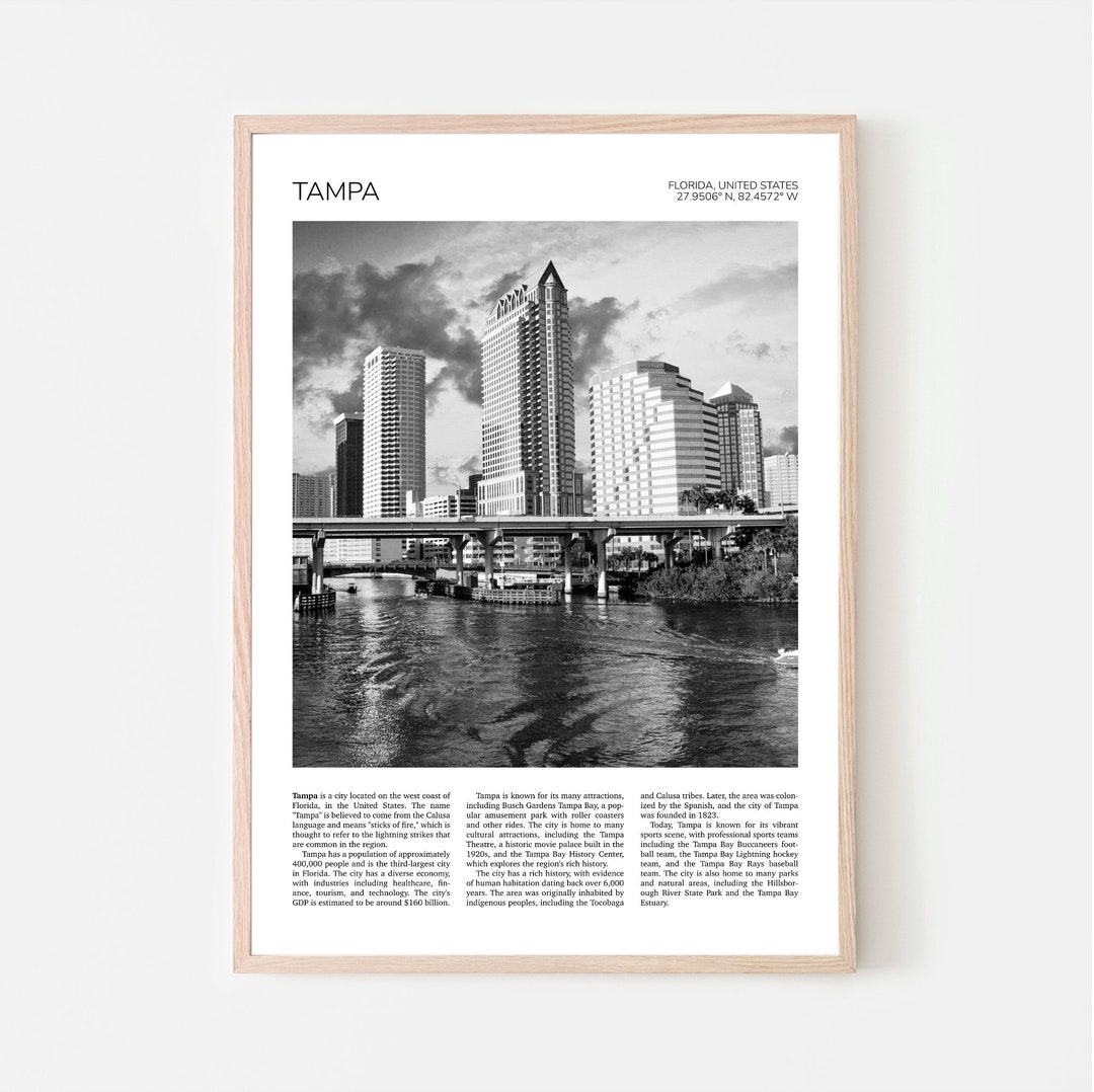 Tampa Wall Art Tampa Artful Travel Poster Print Photo, Florida Skyline ...