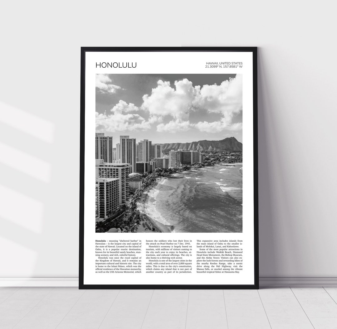Honolulu Wall Art | Honolulu Artful Travel Poster Print Photo | Waikiki ...