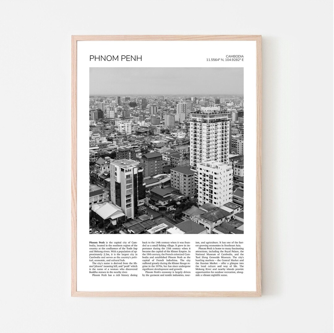 Phnom Penh Wall Art | City of Phnom Penh Artful Travel Poster Print ...