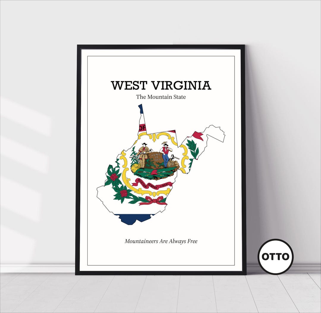 West Virginia State Wall Art | State of West Virginia Map Outline Home ...