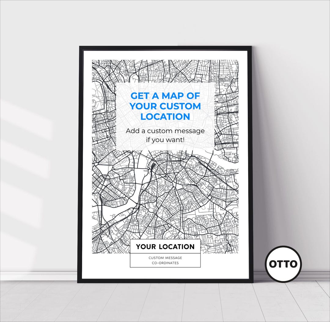 Custom Street Map Wall Art | Black & White Customised Line Map Print | Great Gift for Weddings ...