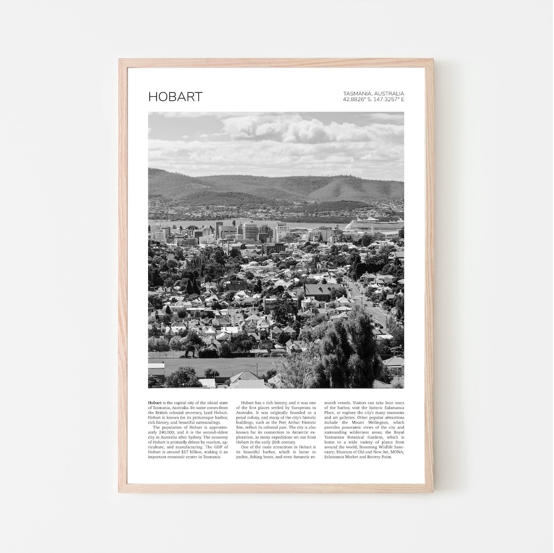 Hobart Wall Art | Hobart City Artful Travel Poster Print Photo | Aerial ...