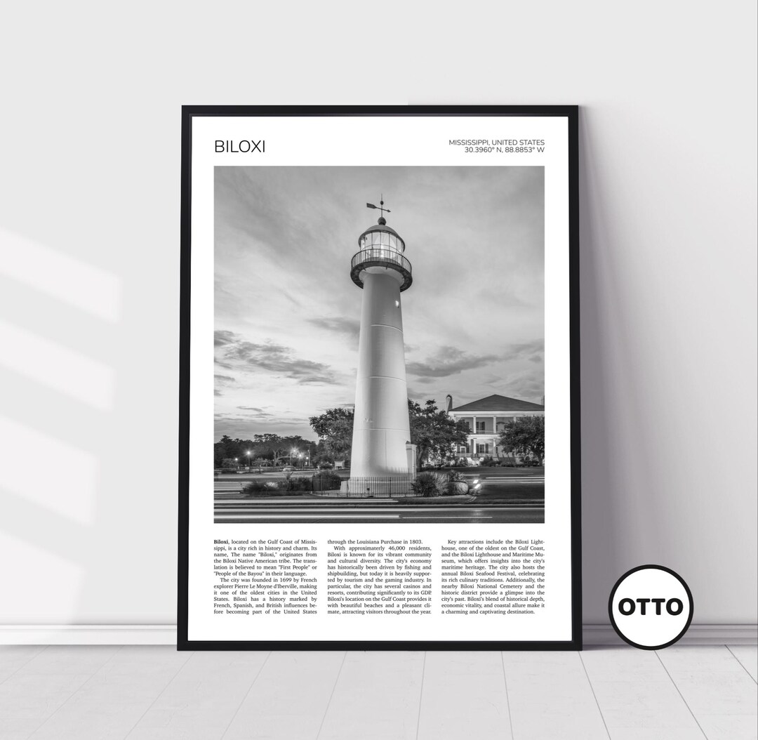 Biloxi Wall Art | Biloxi Lighthouse Artful Travel Poster Print Photo ...