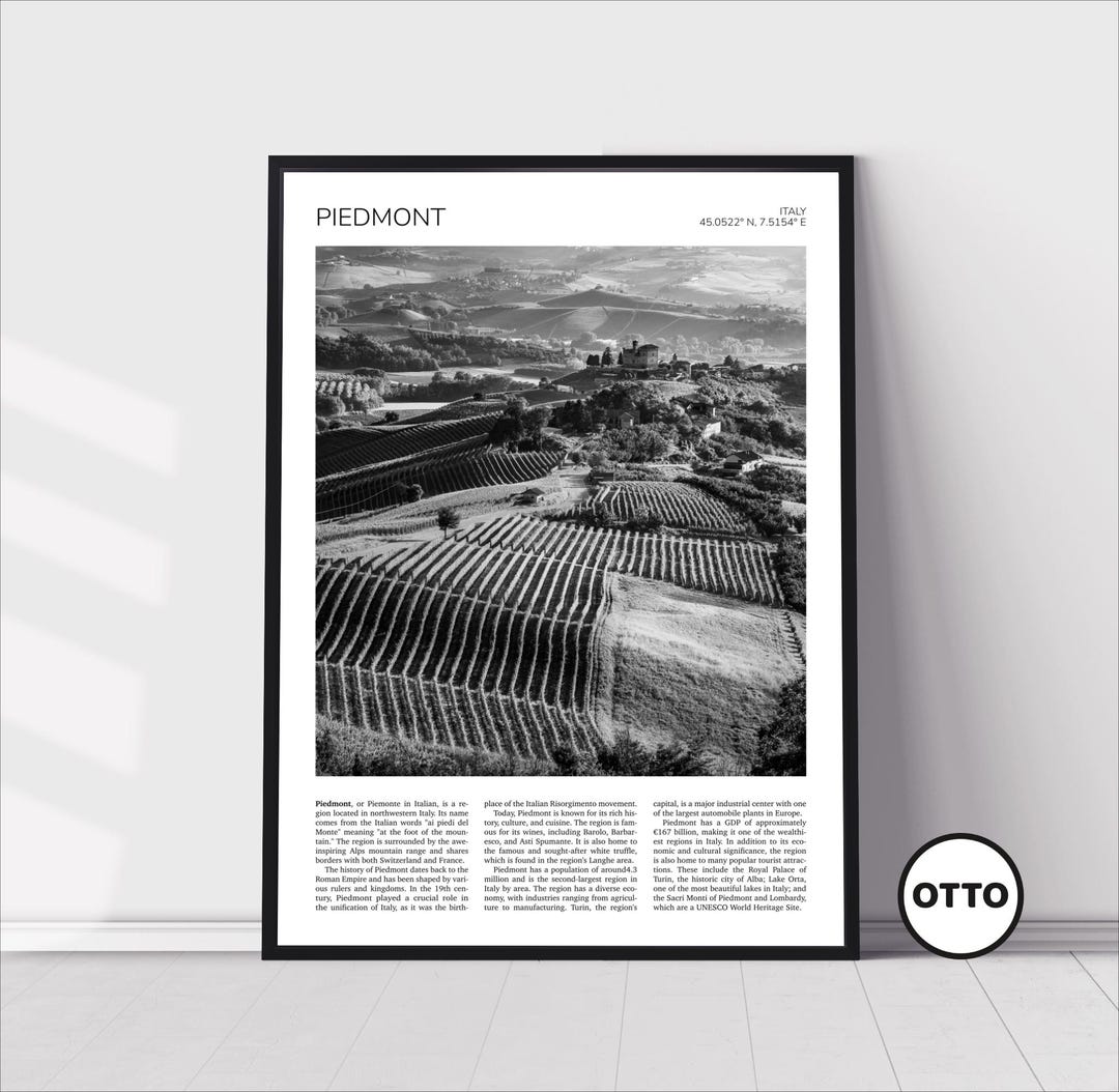 Piedmont Wall Art | Piedmont Artful Travel Poster | Barbaresco Village ...