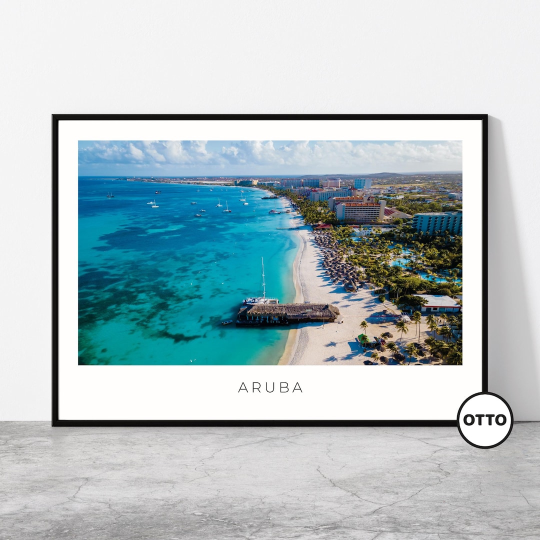 Aruba Wall Art | Aruba Home Decor Print | Palm Beach, Aerial Travel ...