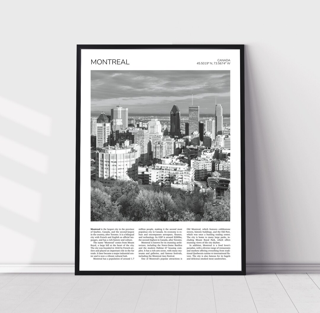 Montreal Wall Art | Quebec Home Decor | Montreal City Skyline View ...