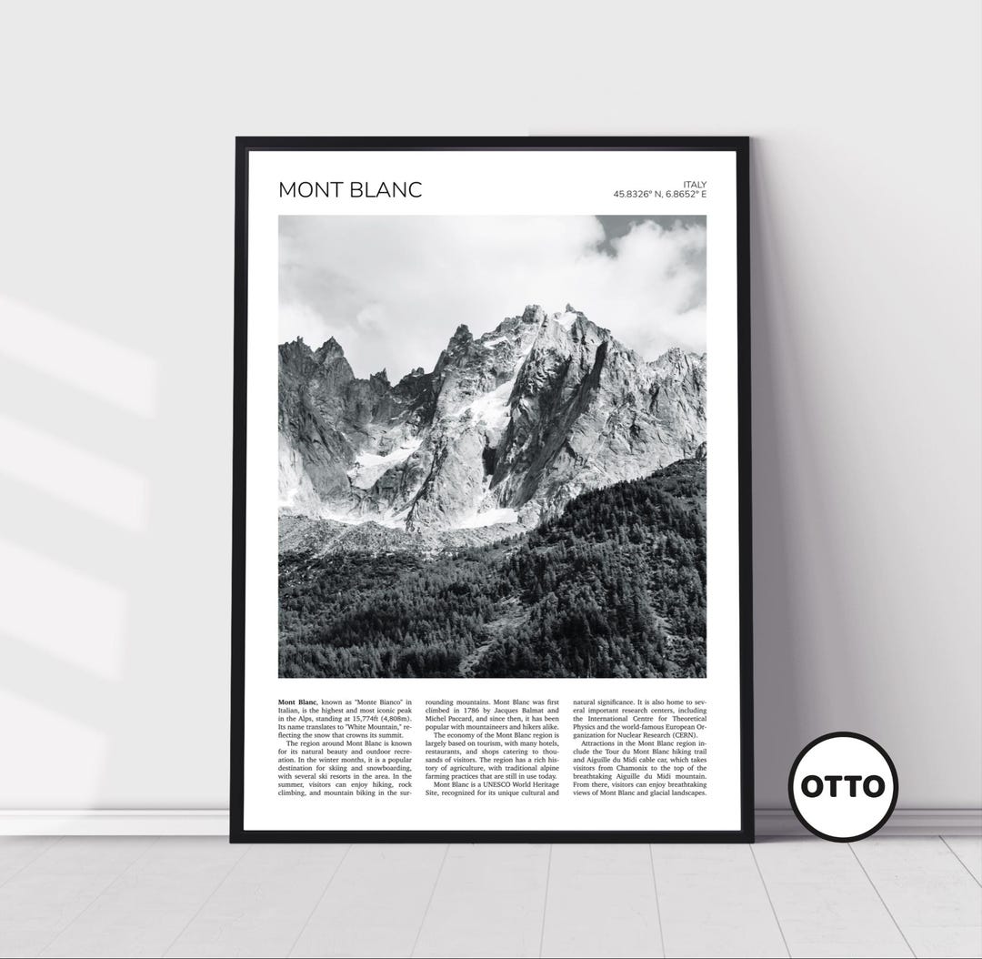 Mont Blanc Wall Art | Mont Blanc Artful Travel Poster Print Photo ...