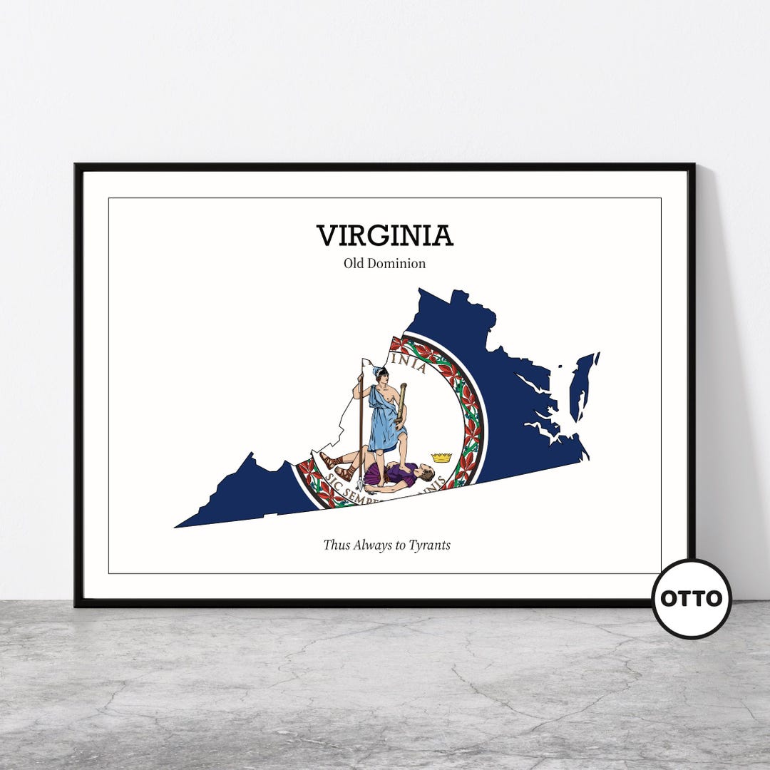Virginia State Wall Art | State of Virginia Map Outline Home Decor ...