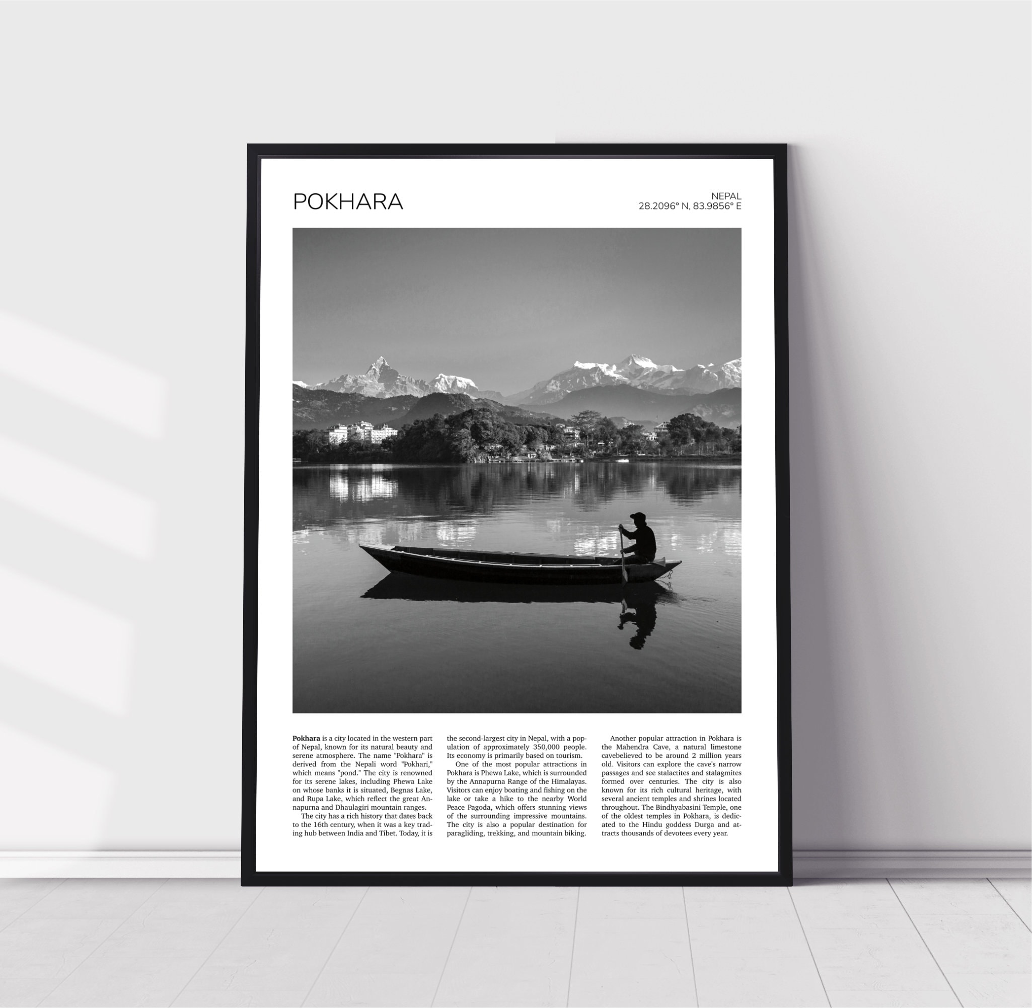 Pokhara Wall Art Pokhara Artful Travel Poster Phewa Lake, Machapuchare ...