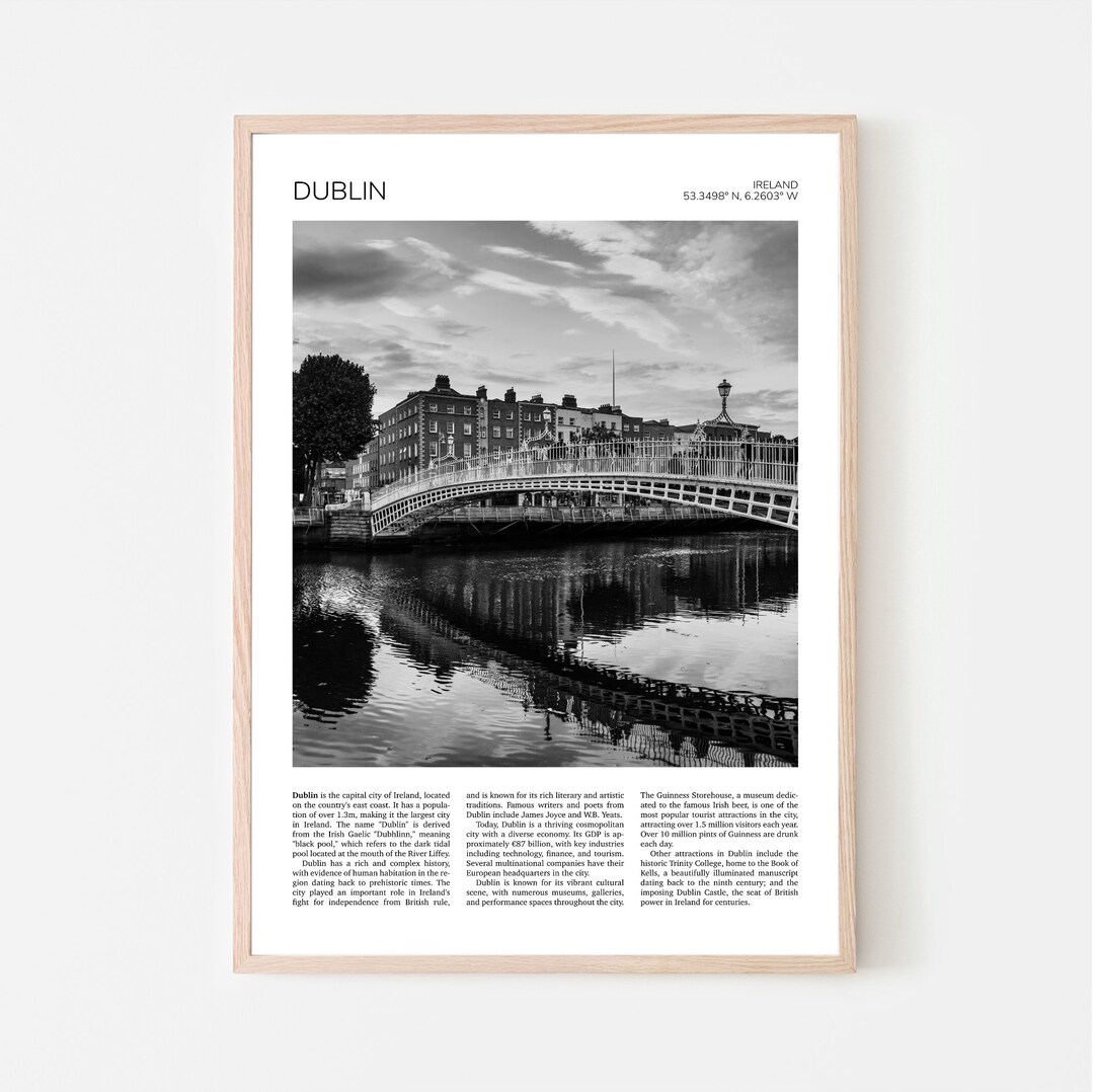 Dublin Wall Art | Dublin Home Decor | River Liffey, Ha'penny Bridge ...