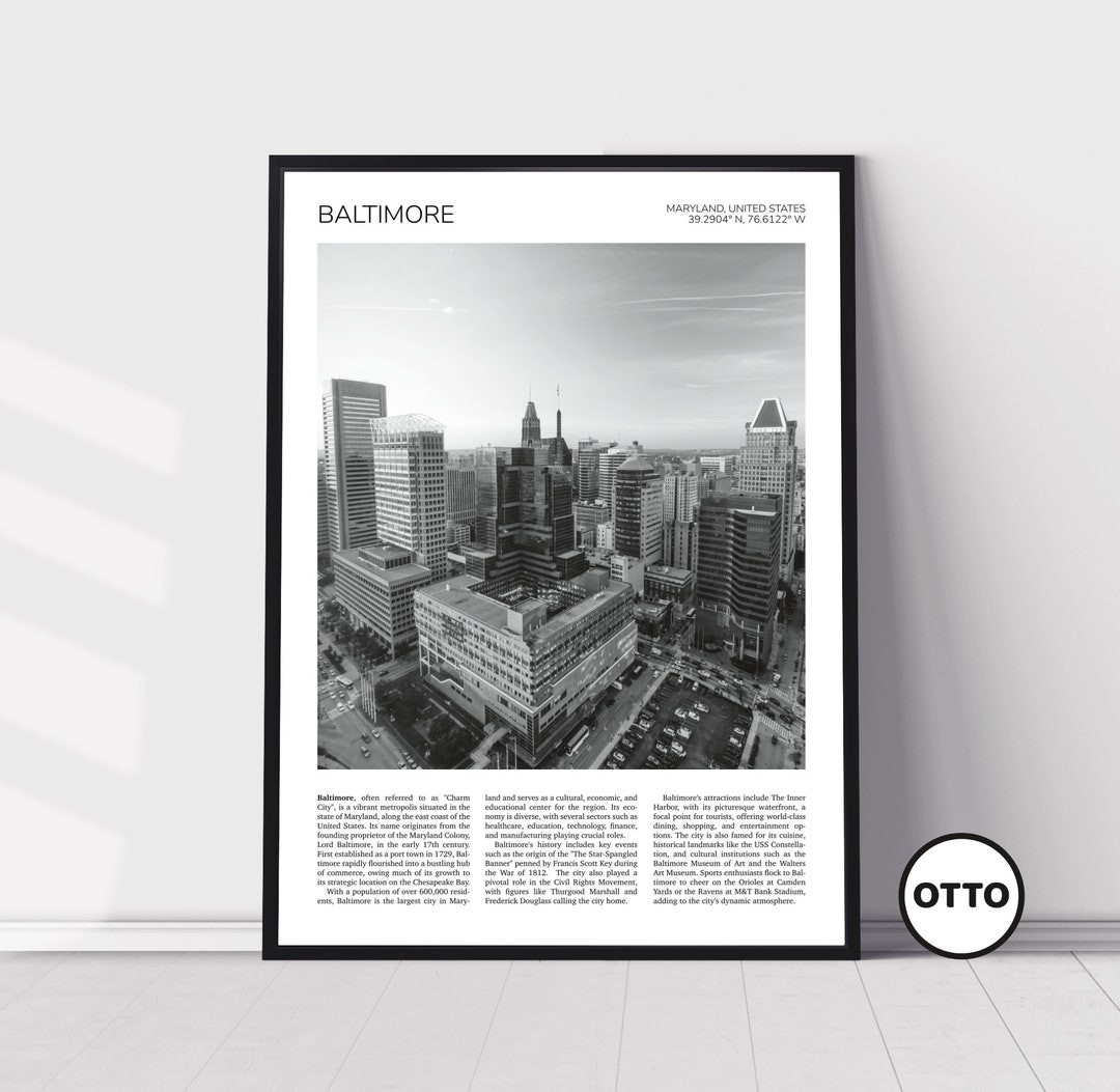 Baltimore Wall Art | Baltimore Home Decor Print | Aerial View Art ...