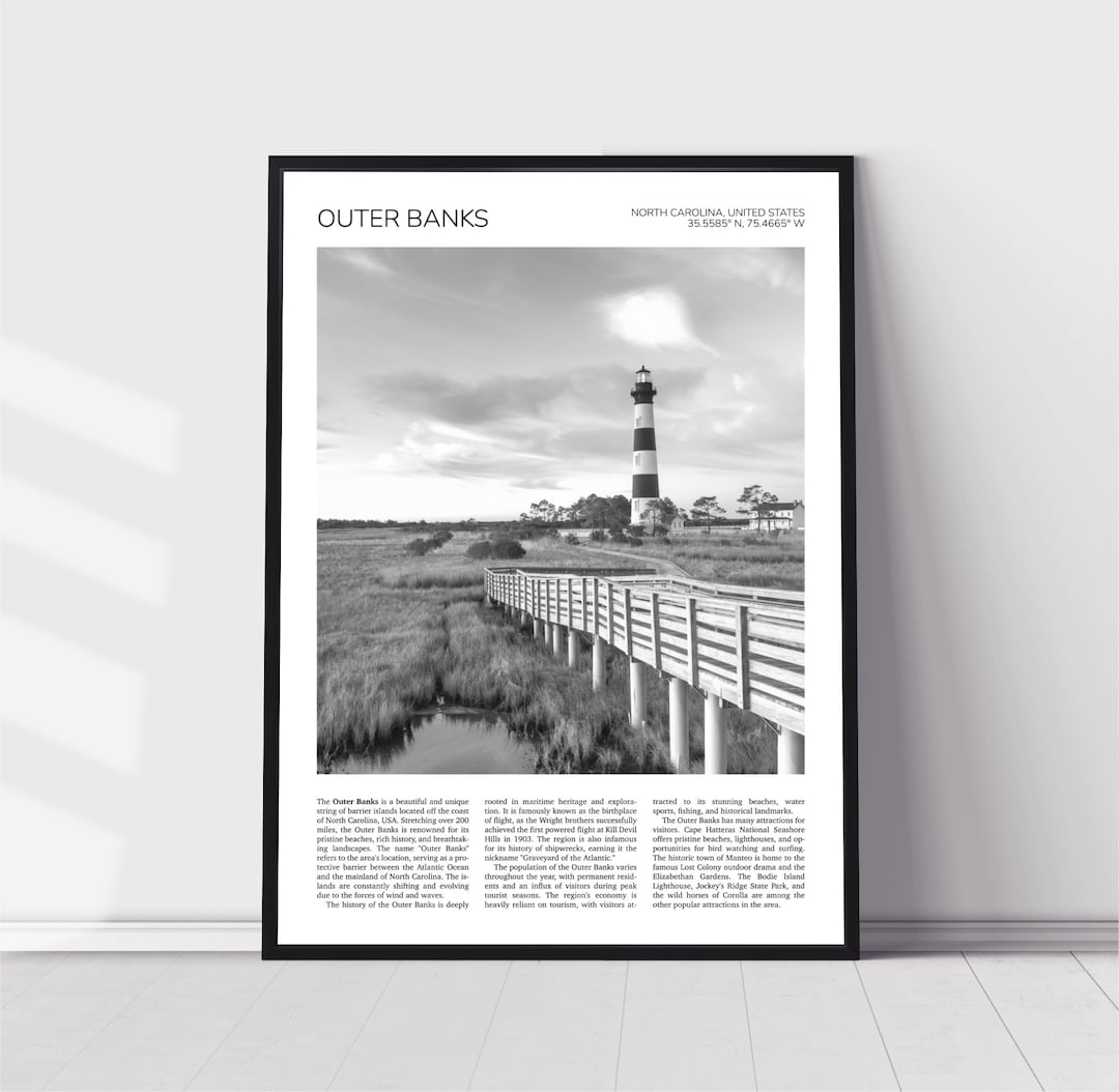 Outer Banks Wall Art | Outer Banks Artful Travel Poster Print Photo ...