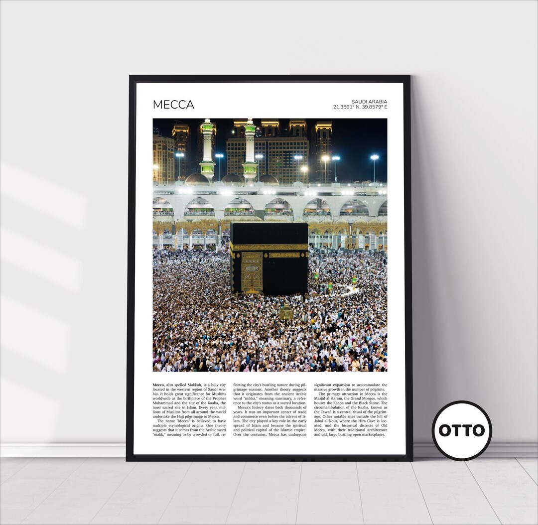 Mecca Wall Art | the Kaaba, Masjidil Haram, Mecca Artful Travel Poster ...