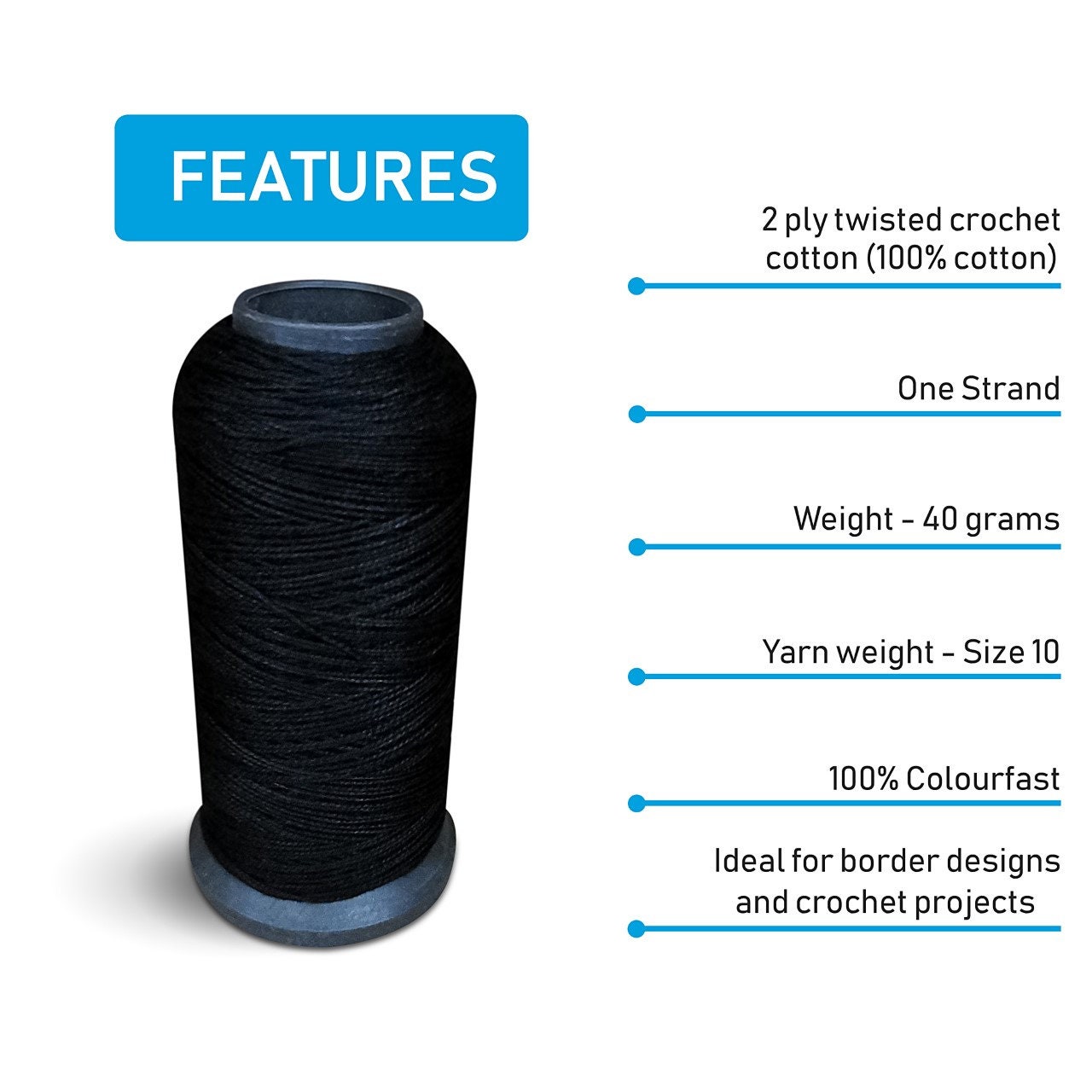 2ply Twisted Cotton Embroidery Thread Yarn Cone One Strand 40g Summer ...