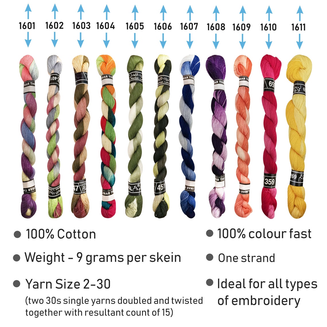 Embroidery Cotton Thread Colorful Embroidery Floss Colour - Etsy UK