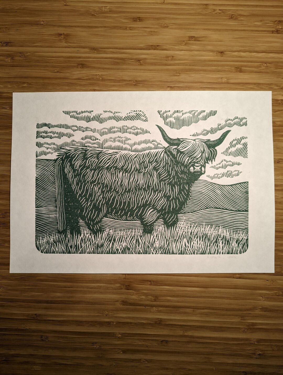 Highland Cow Lino Print - Etsy