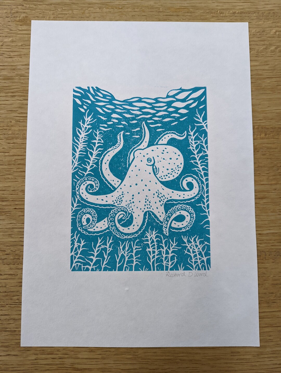Octopus Lino Print - Etsy