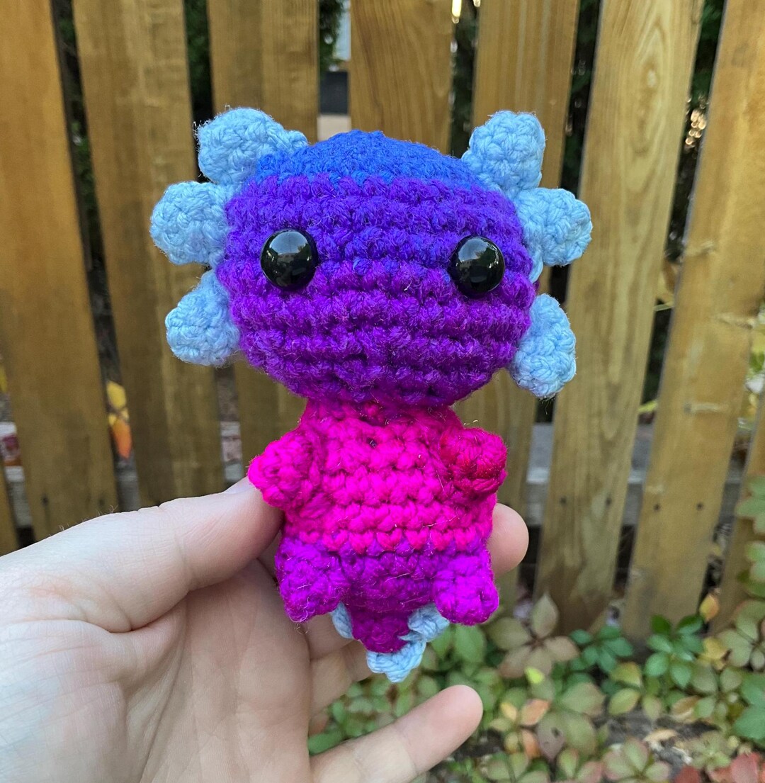 Axolotyl Crochet Plushie Cute Crochet Handmade Axolotyl Bisexual Pride ...