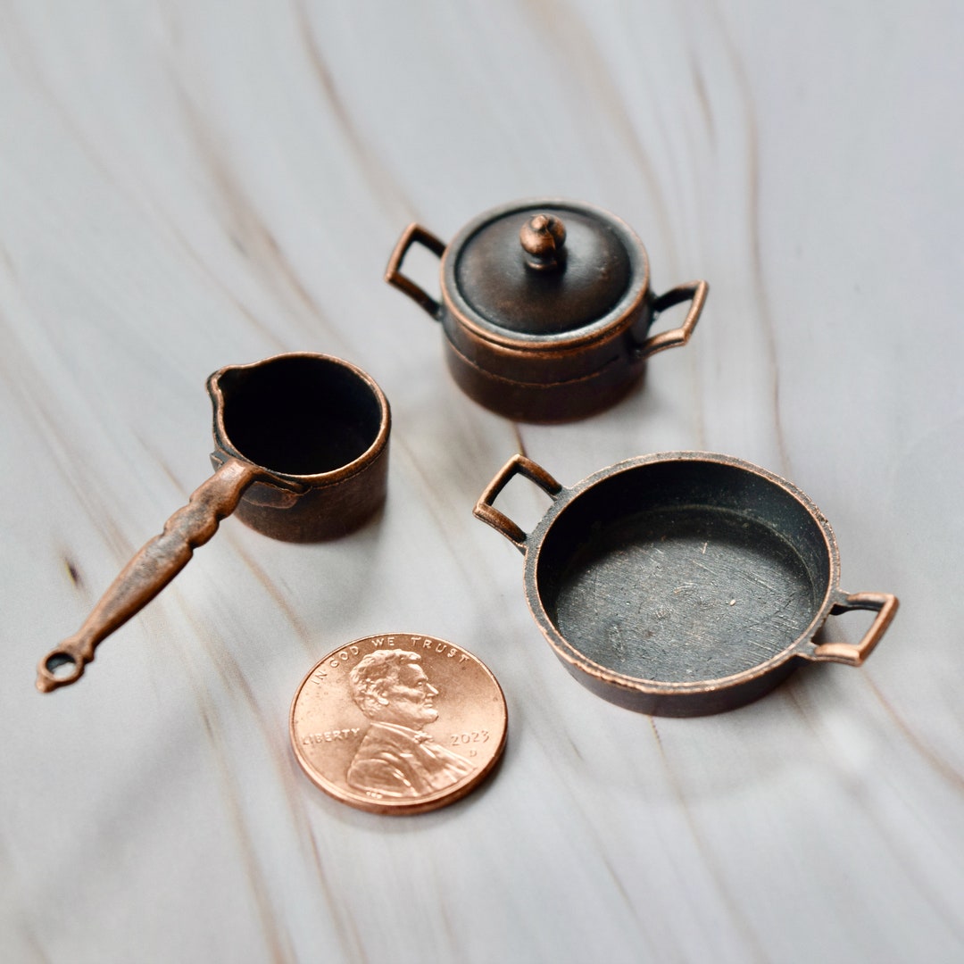 Copper Cooking Pots / Cookware for Dolls, Dollhouse, Crafts - Miniature ...