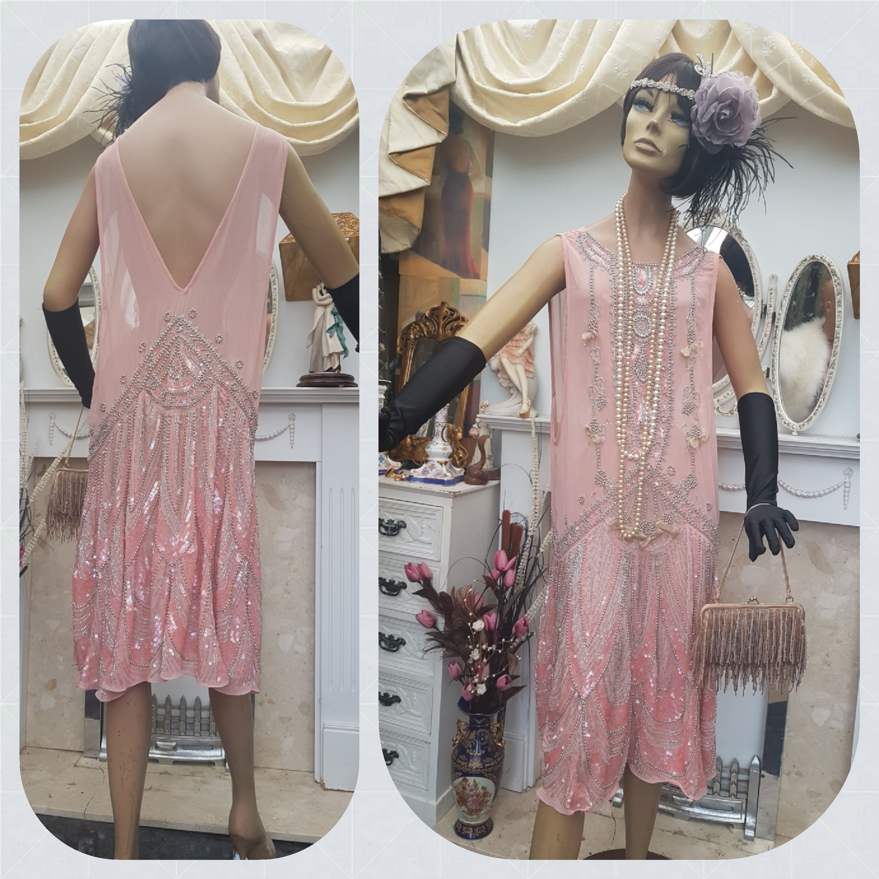 1920's Great Gatsby Flapper Dress Size 6UK 2US - Etsy