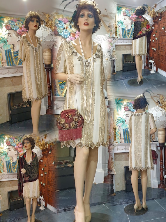 1920's Dress, Beaded Flapper Dress, Art Deco Flapper,… - Gem