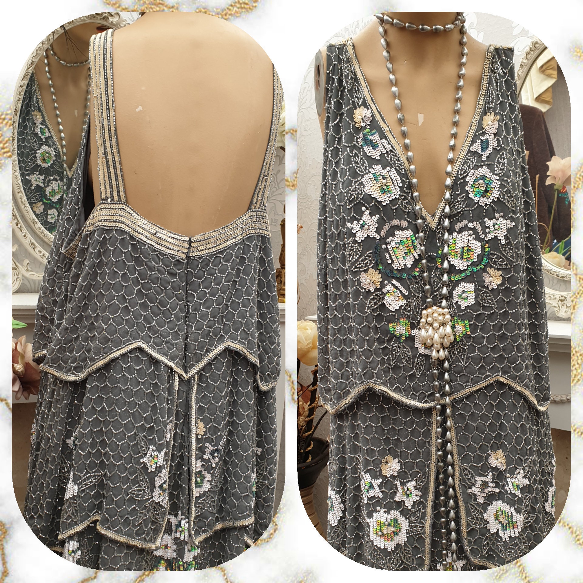 Art Deco Flapper Dress, 20's Great Gatsby Gown, Layered Embellished ...