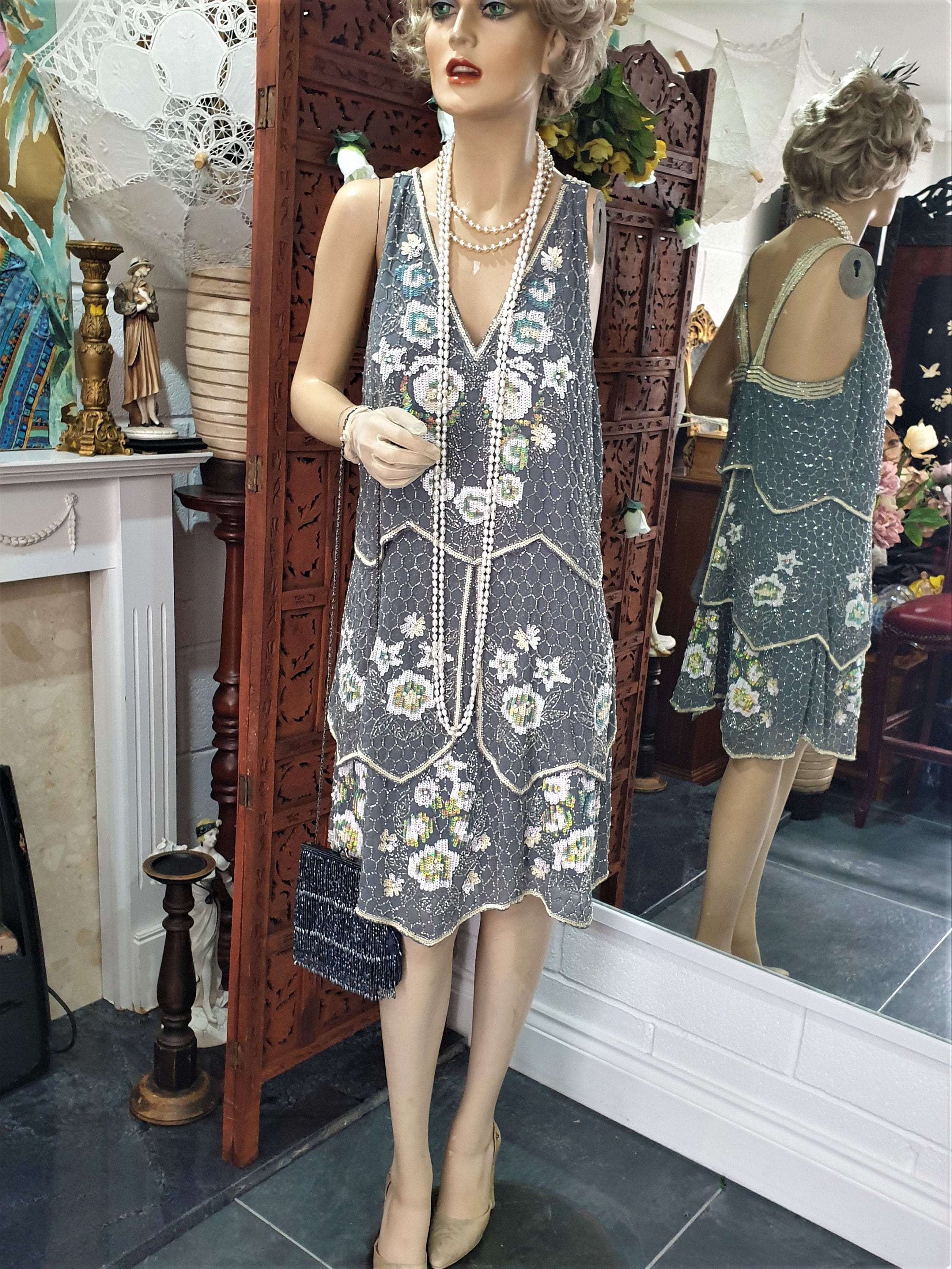 Art Deco Flapper Dress, 20's Great Gatsby Gown, Layered Embellished ...