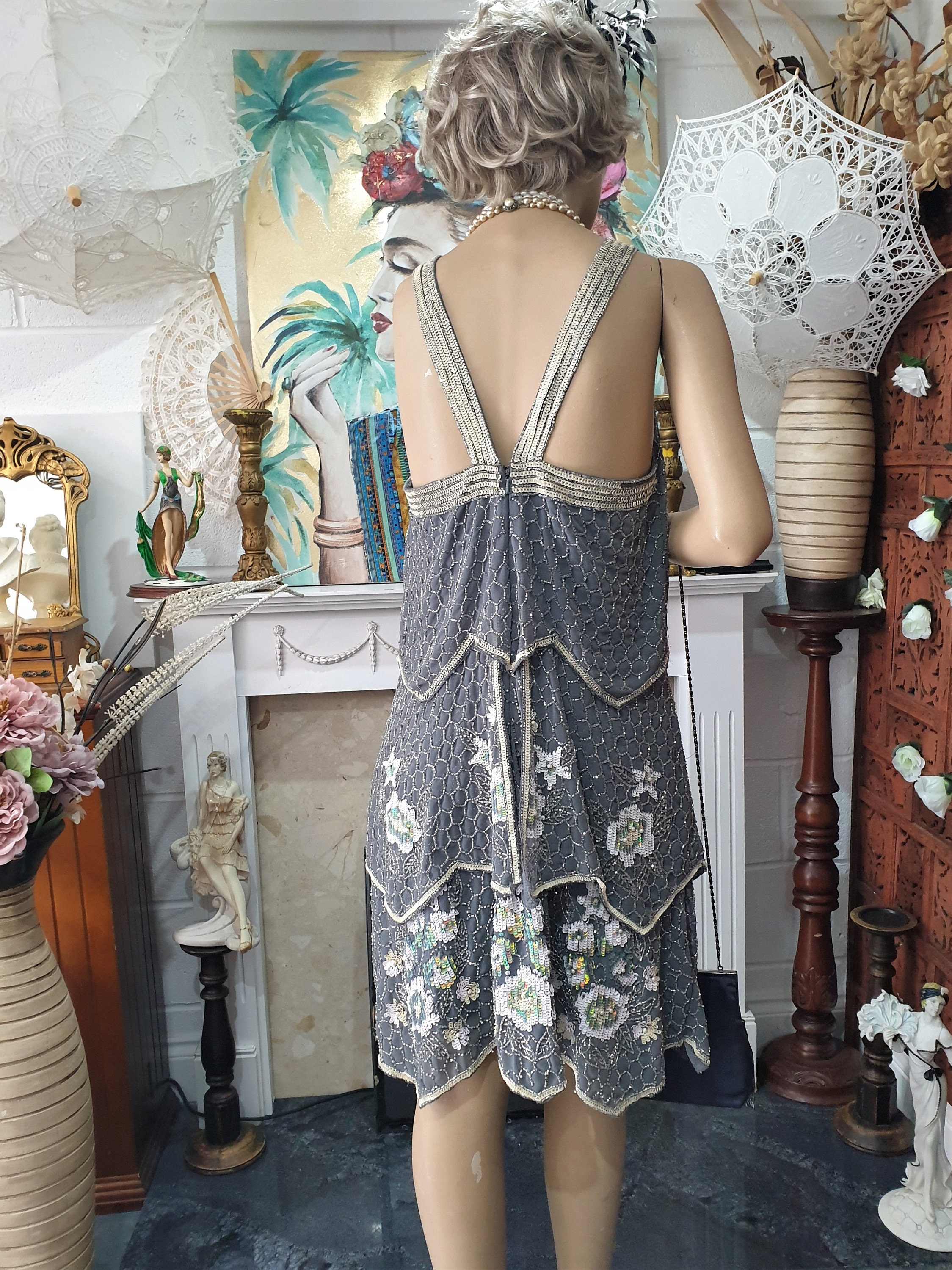 Art Deco Flapper Dress, 20's Great Gatsby Gown, Layered Embellished ...