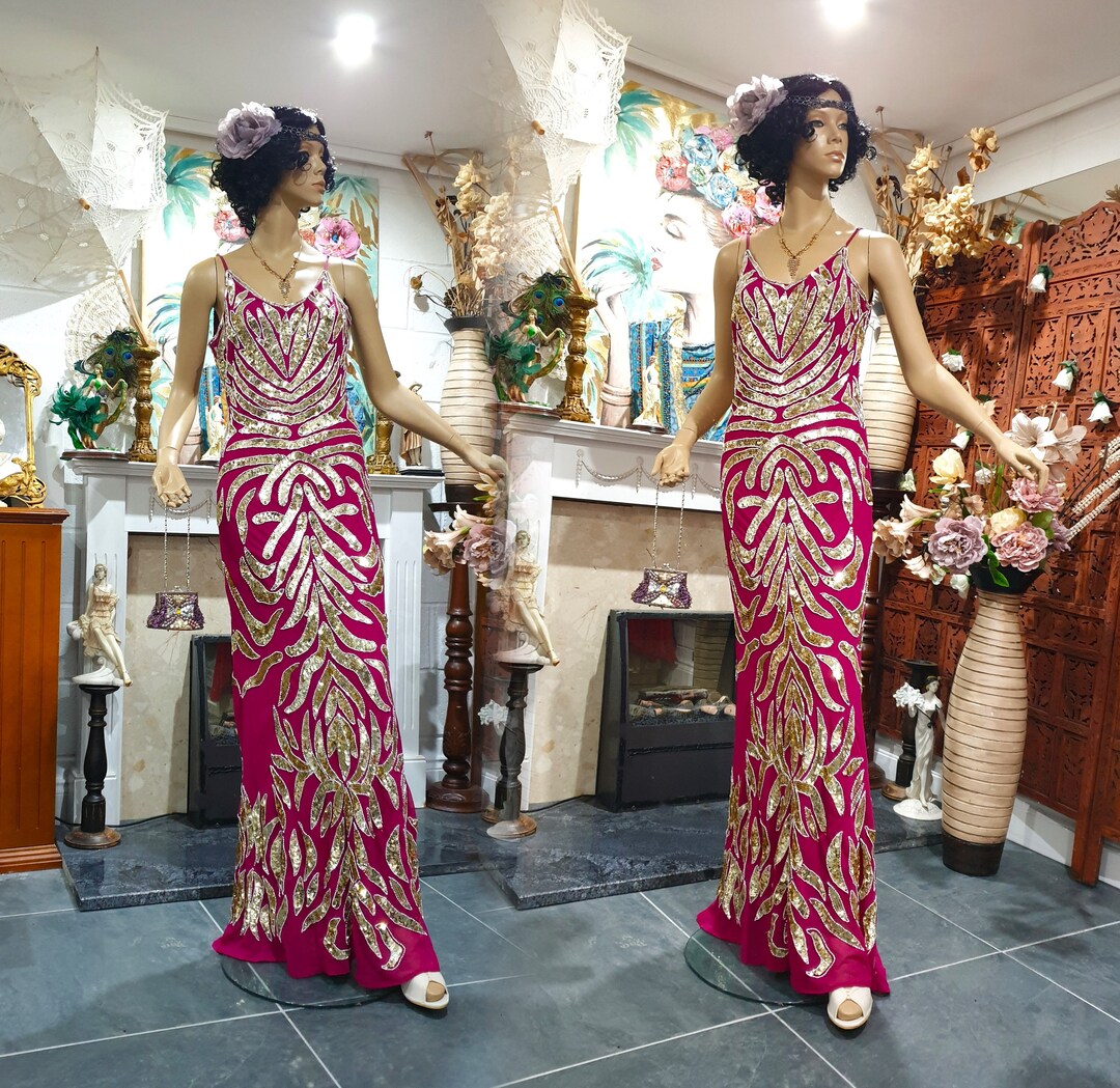 30's Downton Abbey Dress, Mermaid Gown, Long Formal Gown, Beaded and ...