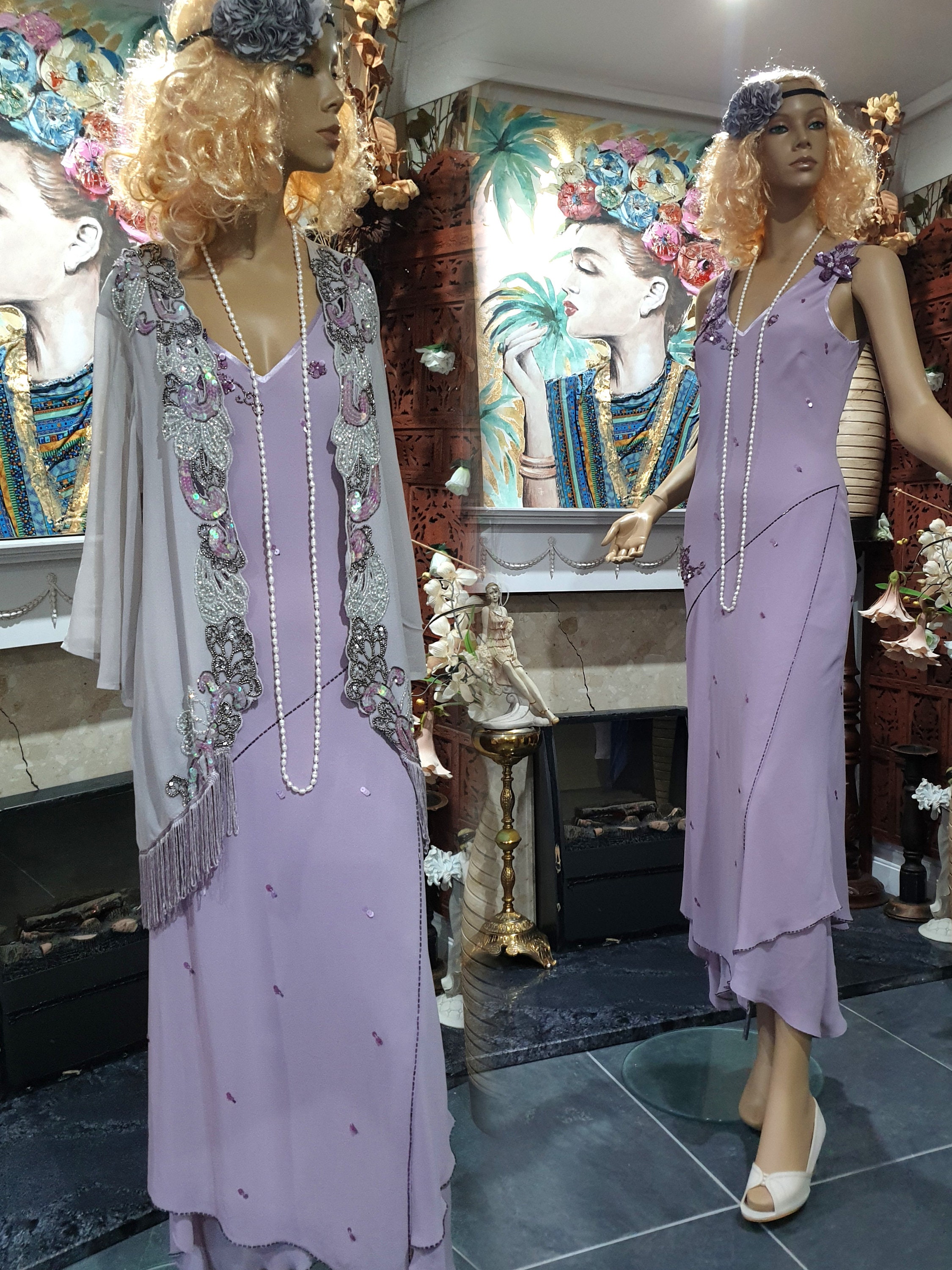 1920's Great Gatsby Flapper Dress 30'S Sequin Evening Dress Size 12UK ...