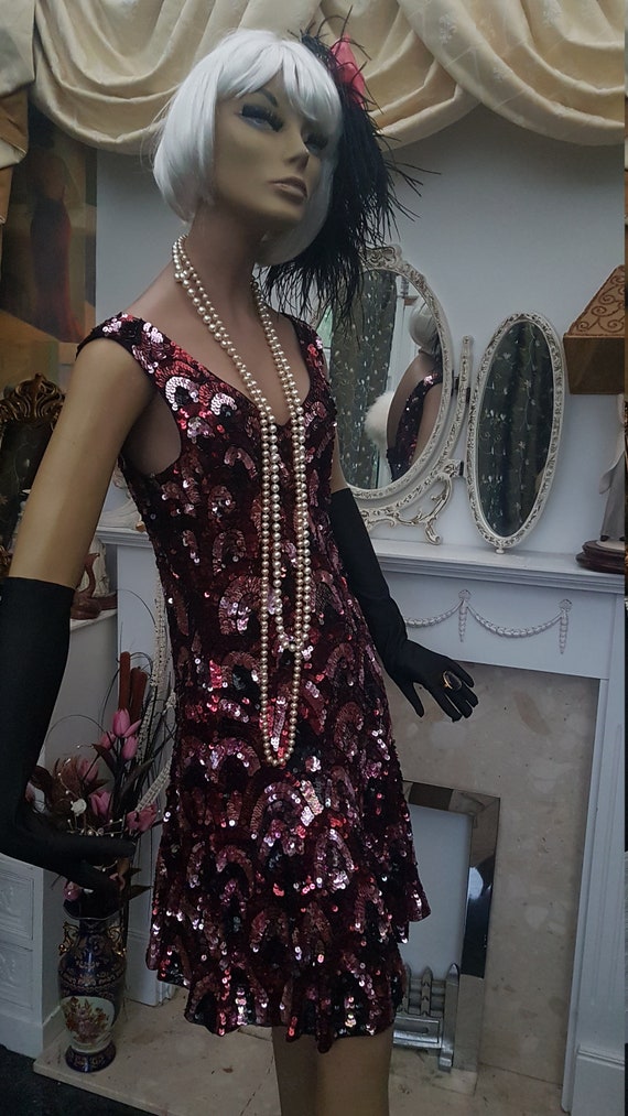 1920's Great Gatsby Flapper Dress, Bias Cut Heavily … - Gem