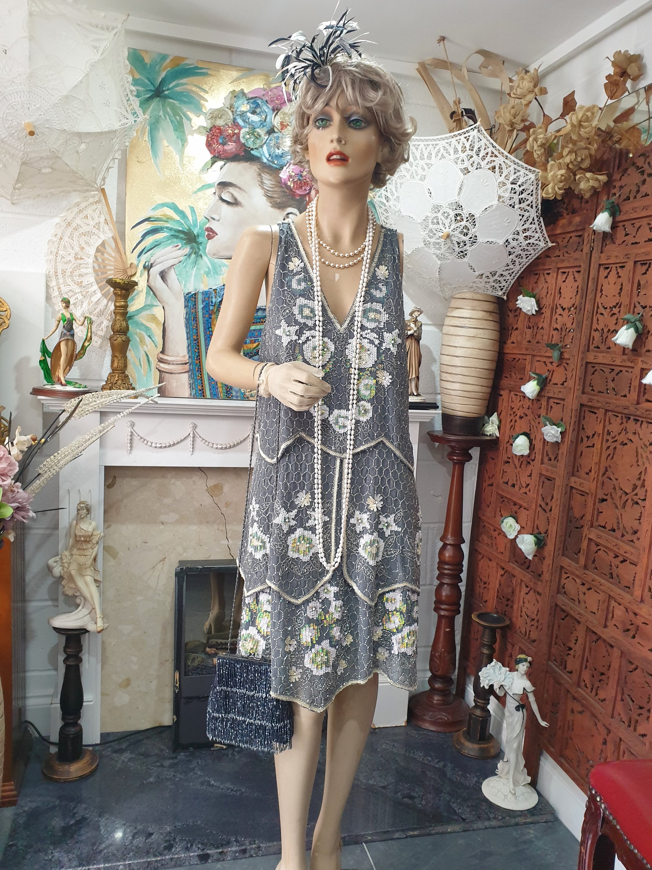 Art Deco Flapper Dress, 20's Great Gatsby Gown, Layered Embellished ...