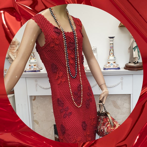 20's 30s Flapper Dress Vintage Crochet Evening Dress … - Gem