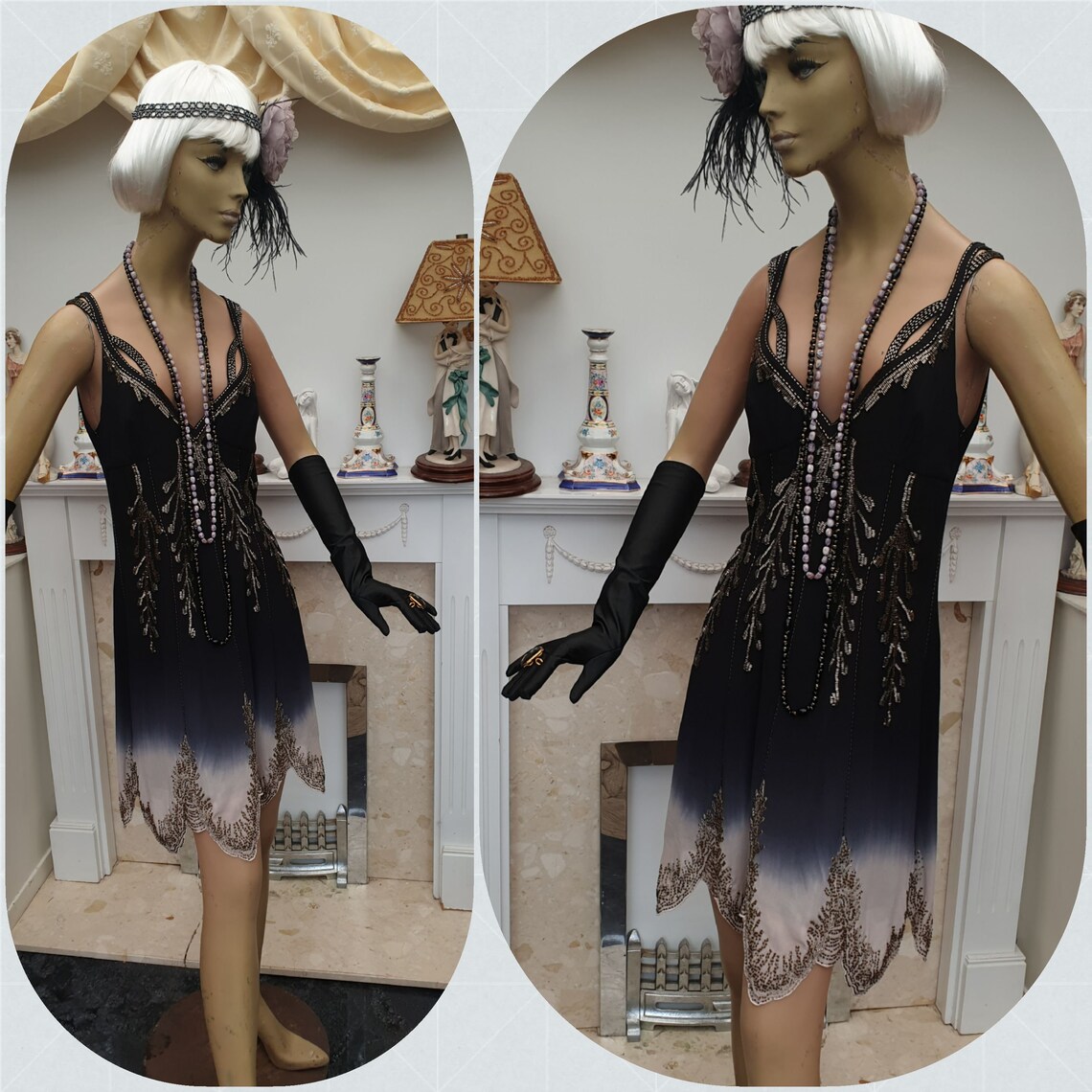 1920's Gatsby Flapper Dress Art Deco Embroidered Beaded Flapper ...