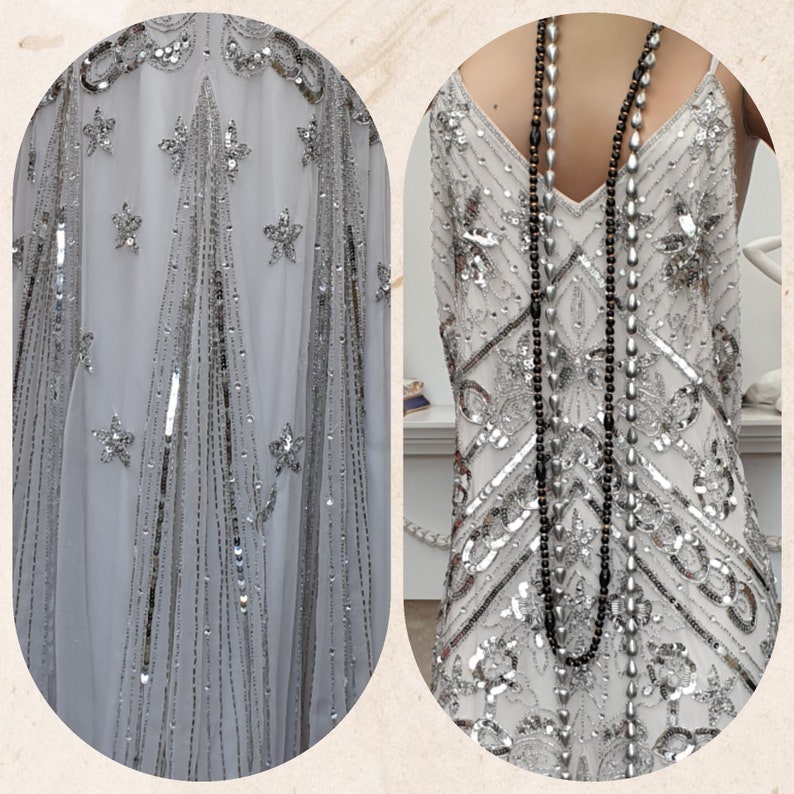 1920's Gatsby Flapper Dress Art Deco Sequin Bead Dress Size 16UK 12US ...